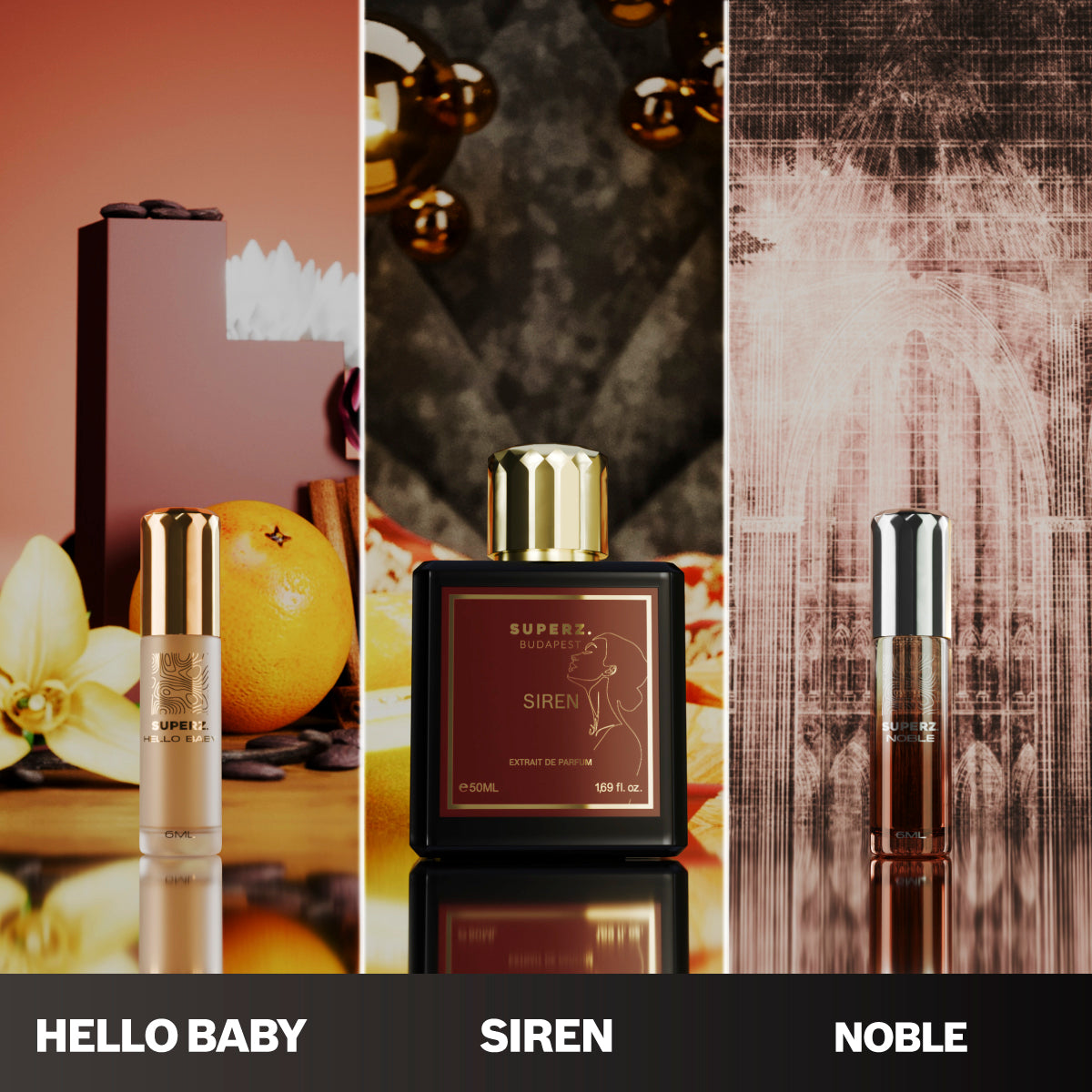 Majesty of the Waters - Siren 50ml & Hello Baby 6ml & Noble 6ml - Dame – Superz. WorldWide